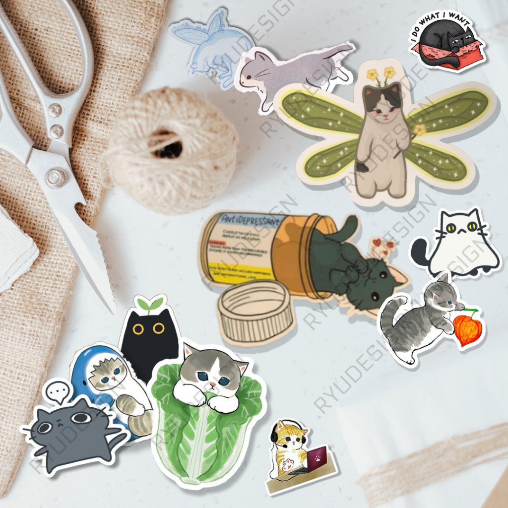 Jual Stiker Cat Kucing Meme Aesthetic Lucu Besar Anti Air Berkualitas ...