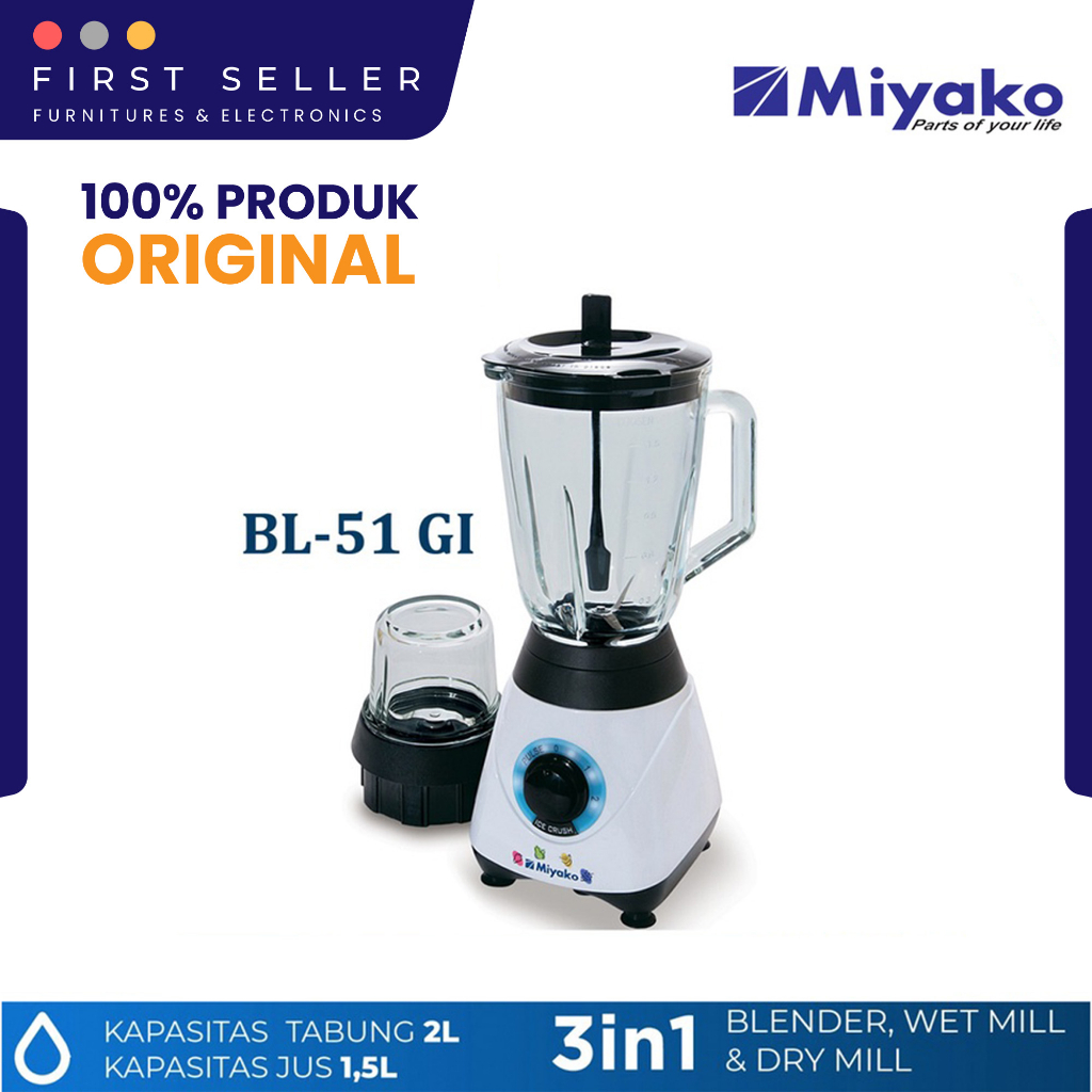Jual MIYAKO BLENDER BL 51 GI / BL-51GI (KACA / 1,5 LITER) GARANSI RESMI | Shopee Indonesia