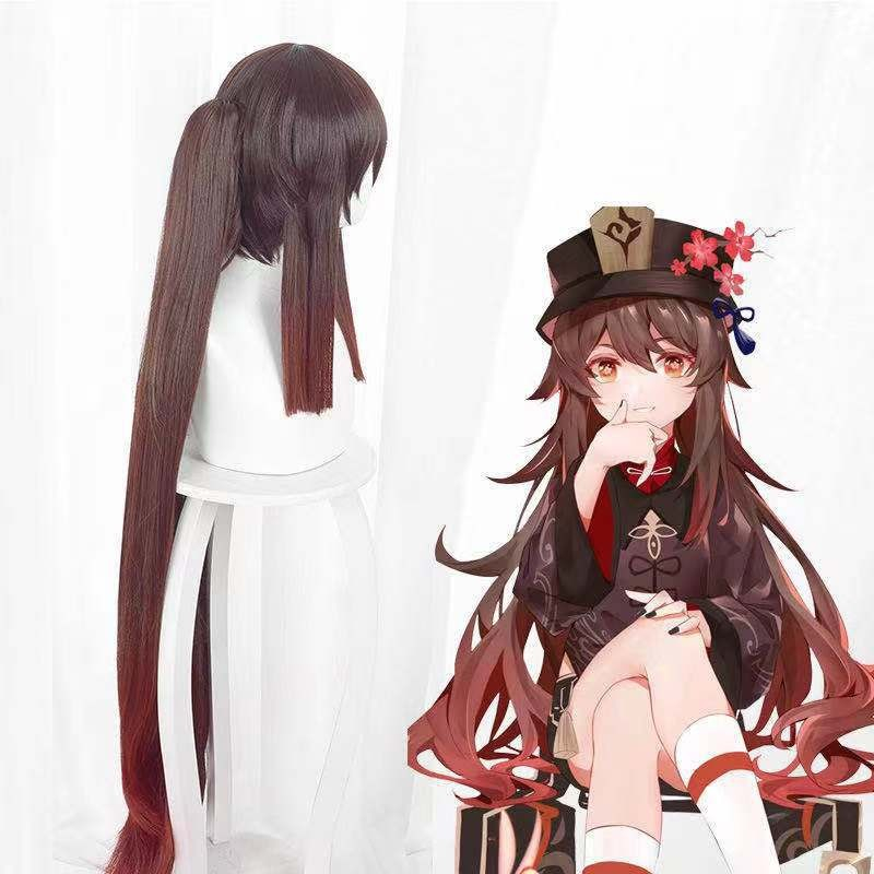 Jual Wig Cosplay Hutao Hitam coklat Genshin Impact Pursun Genshin ...