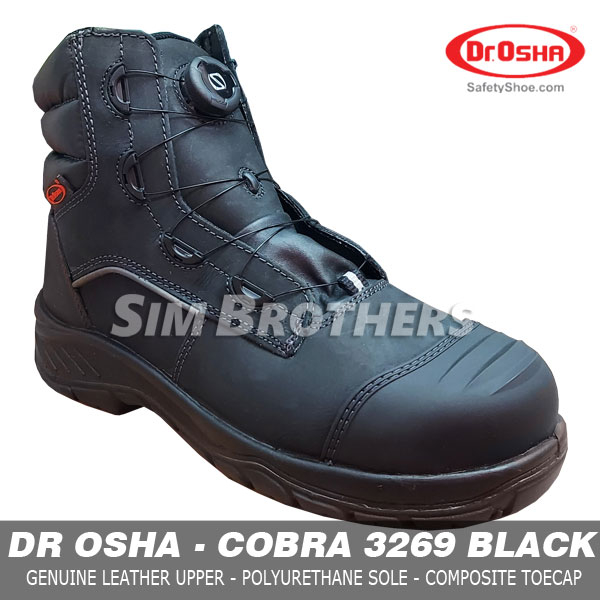 Jual Dr Osha Cobra 3269 Black Sepatu Safety Shoes Composite Original ...