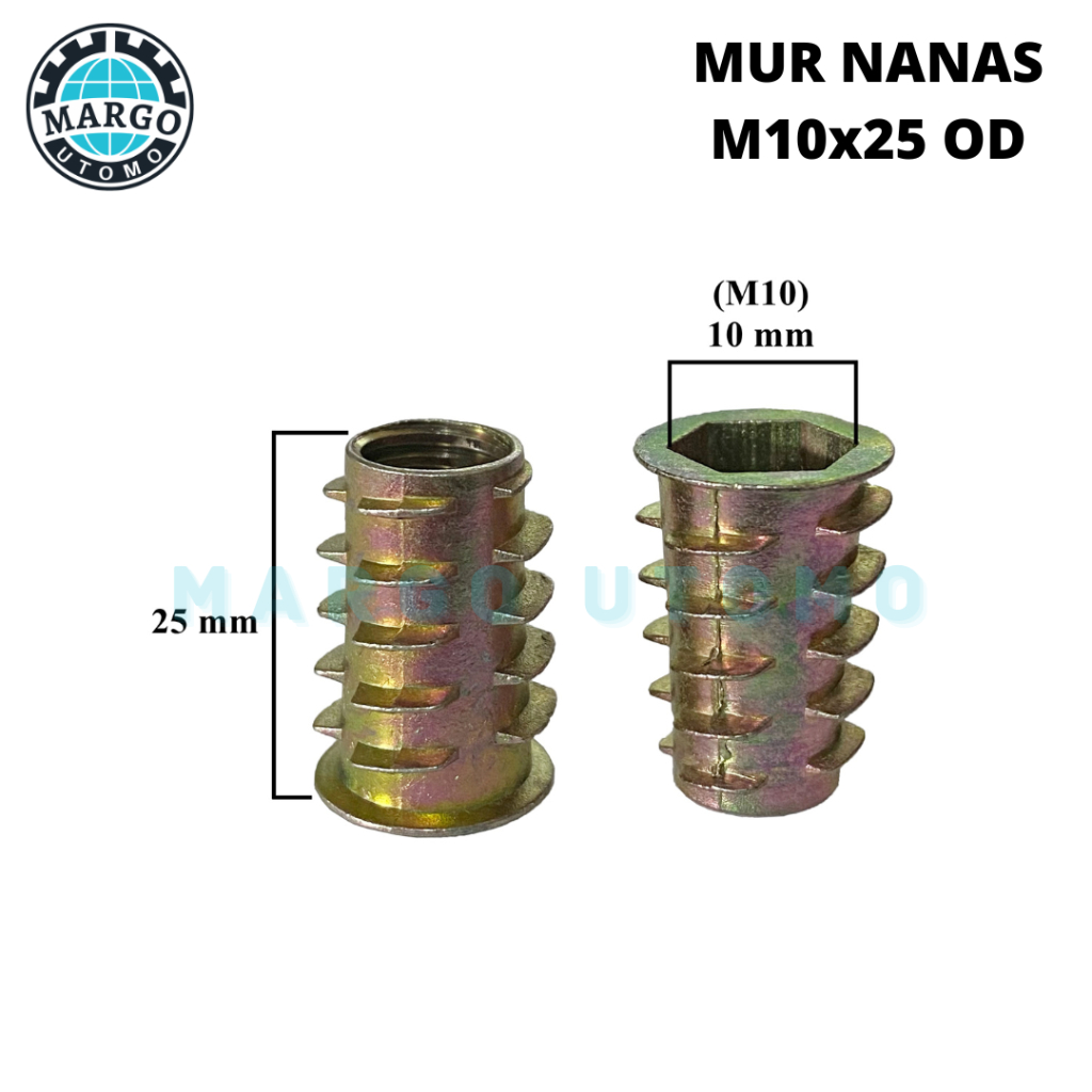 Jual Mur Nanas Mur Tanam M10x25 OD Kunci L10 | Shopee Indonesia