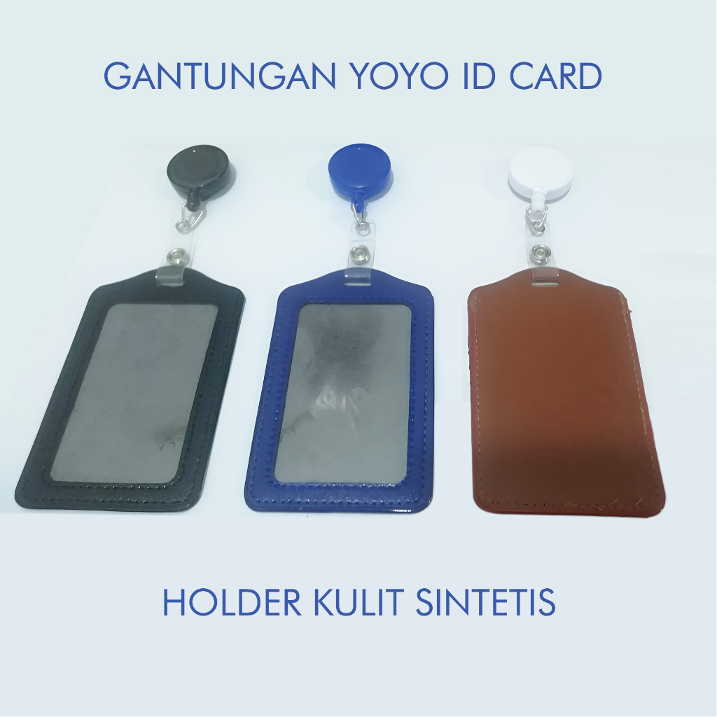 Jual Gantungan Yoyo Id Card Holder Kulit Sintetis Frame kulit PU ...