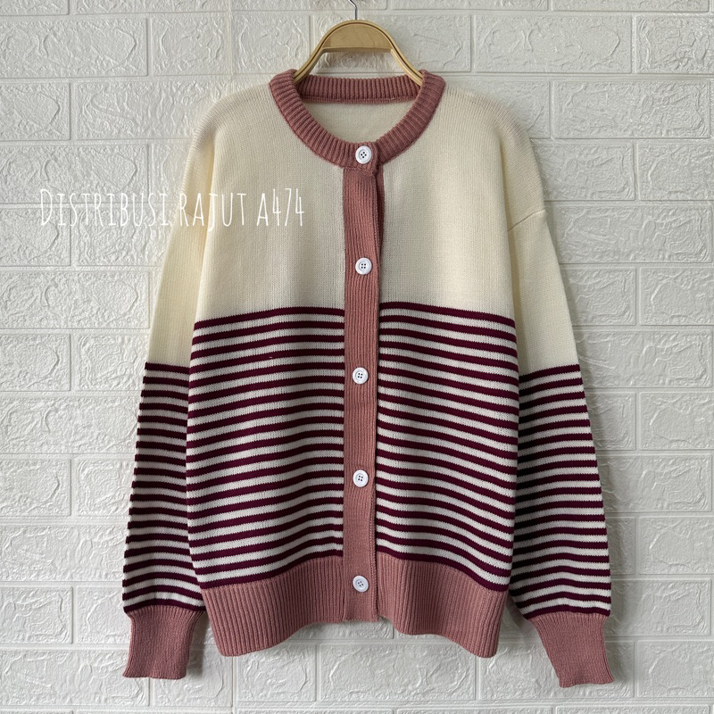 Jual NOVA ASILLA STRIPE CARDY ATASAN CARDIGAN RAJUT KOREA MOTIF BLASTER ...