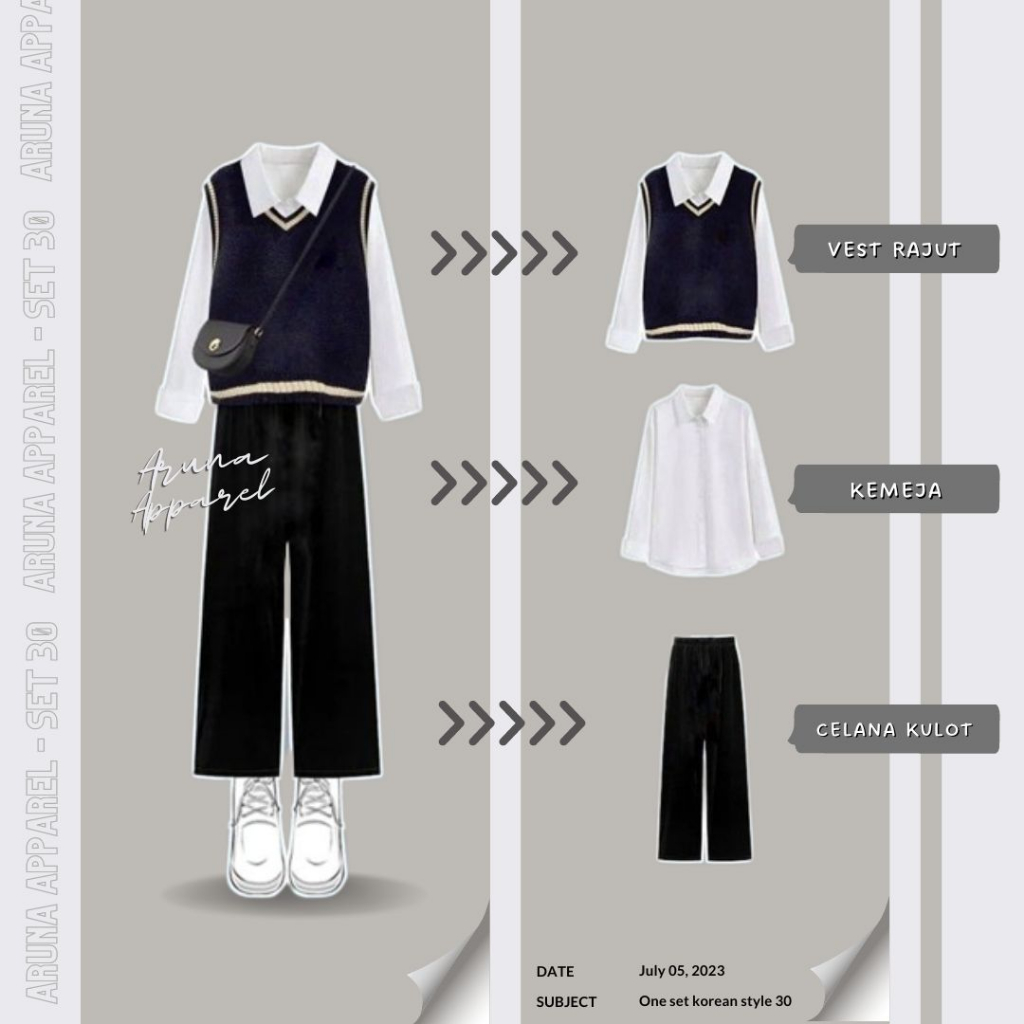 Jual Setelan One Set 3in1 outfit korea // Mamba Outfit, Ootd, Korean style, vest korea ( Vest ...