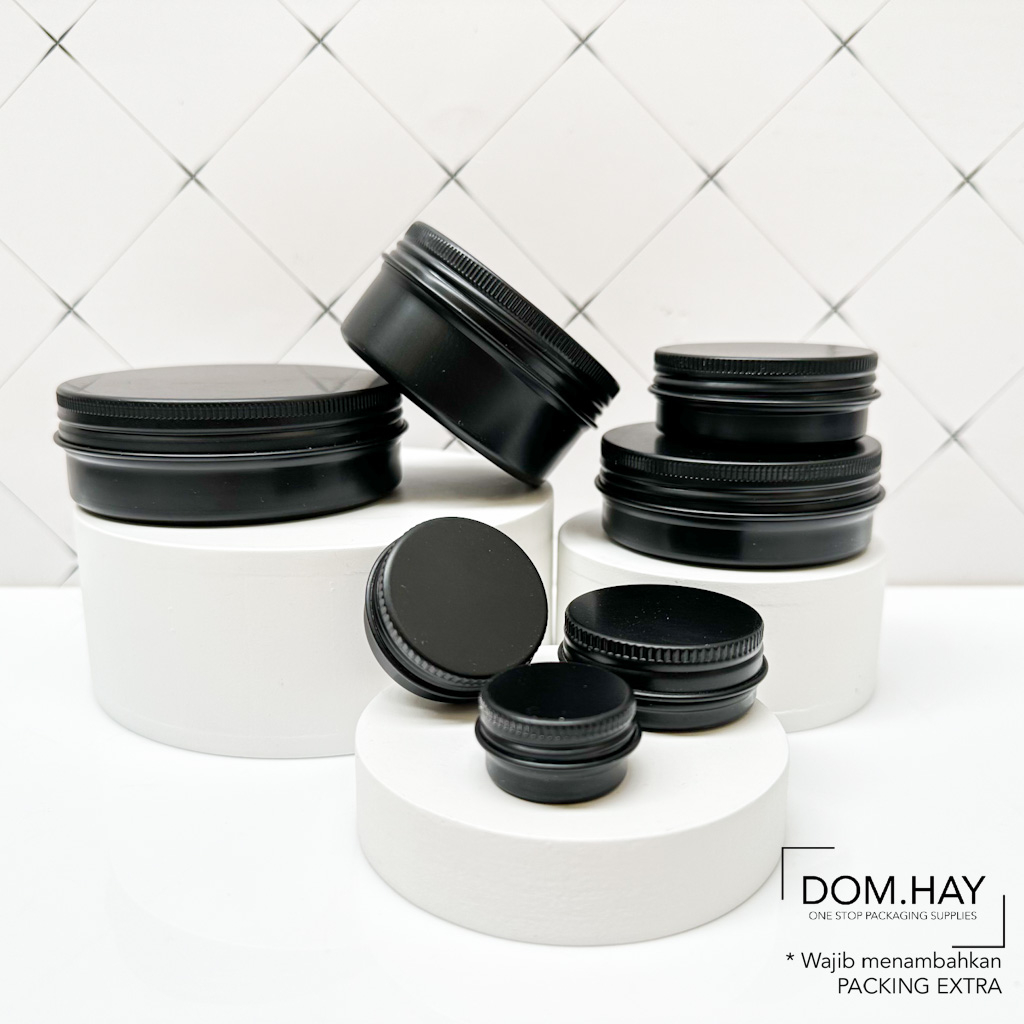 Jual Tin Aluminium HITAM Pot Jar Pomade Packaging Kosmetik Skin Care ...
