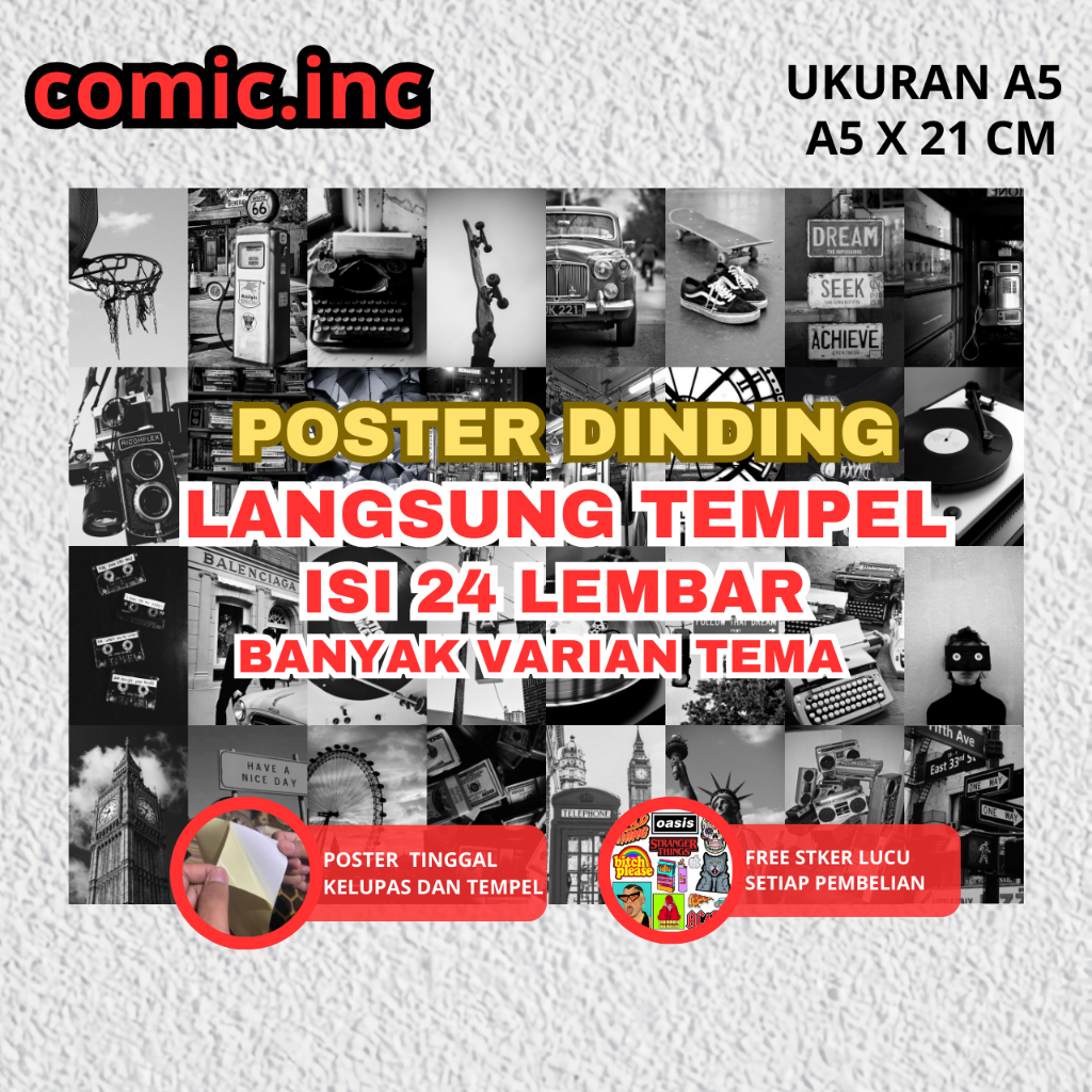 Jual Poster Dinding Aesthetic Langsung Tempel Isi 24 | Shopee Indonesia