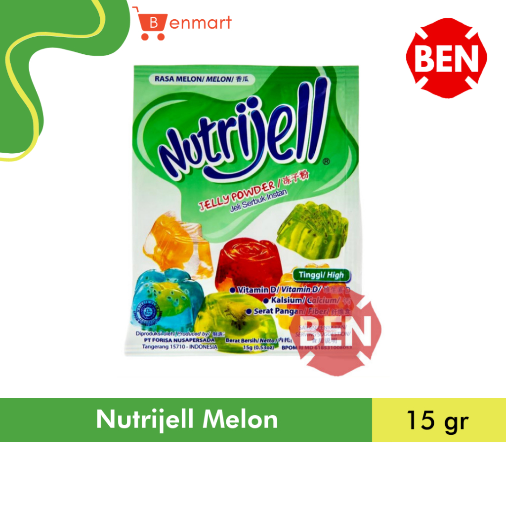 Jual Nutrijell Melon 15g 15gr 15 g gr gram - Nutri Jell Hijau Jelly Pak ...