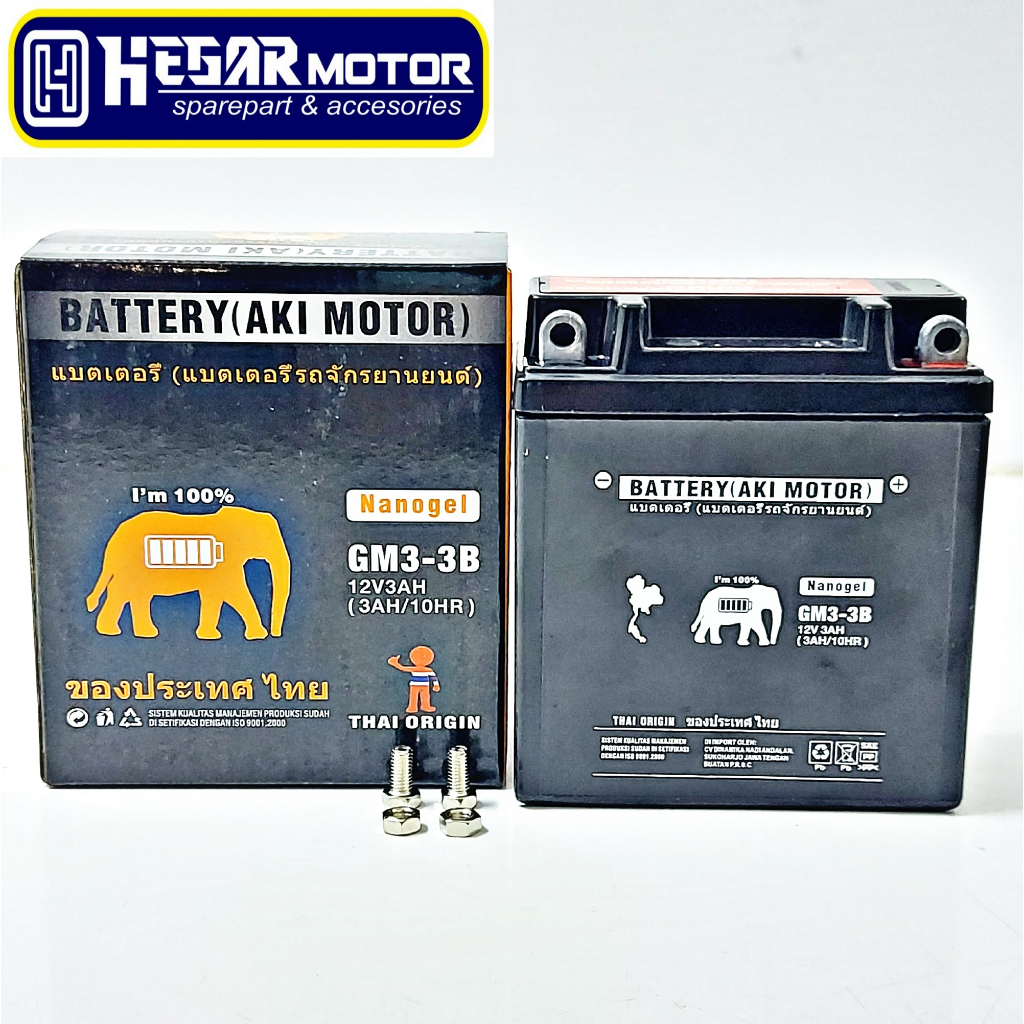 Jual BATTERY AKI MOTOR AKI KERING RXKING FULL KERING GM3-3B THAI ORIGIN ...