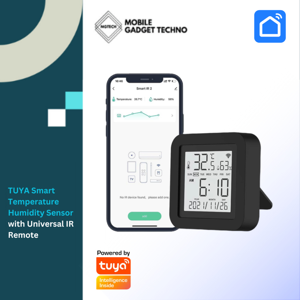 Jual TUYA Smart Temperature Humidity Sensor with Universal IR Remote ...