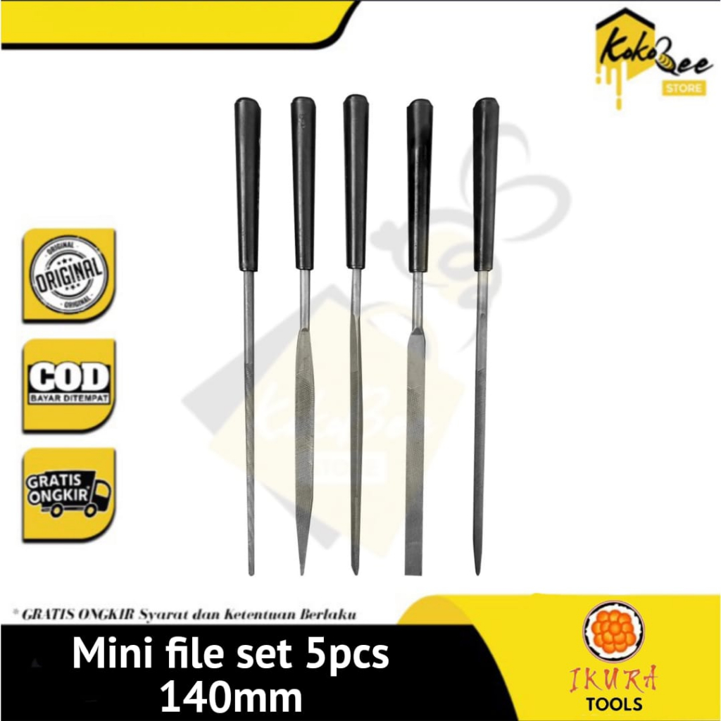 Jual Alat kikir set 5pcs Ikura 140mm x 3mm kikir intan besi - mini file ...