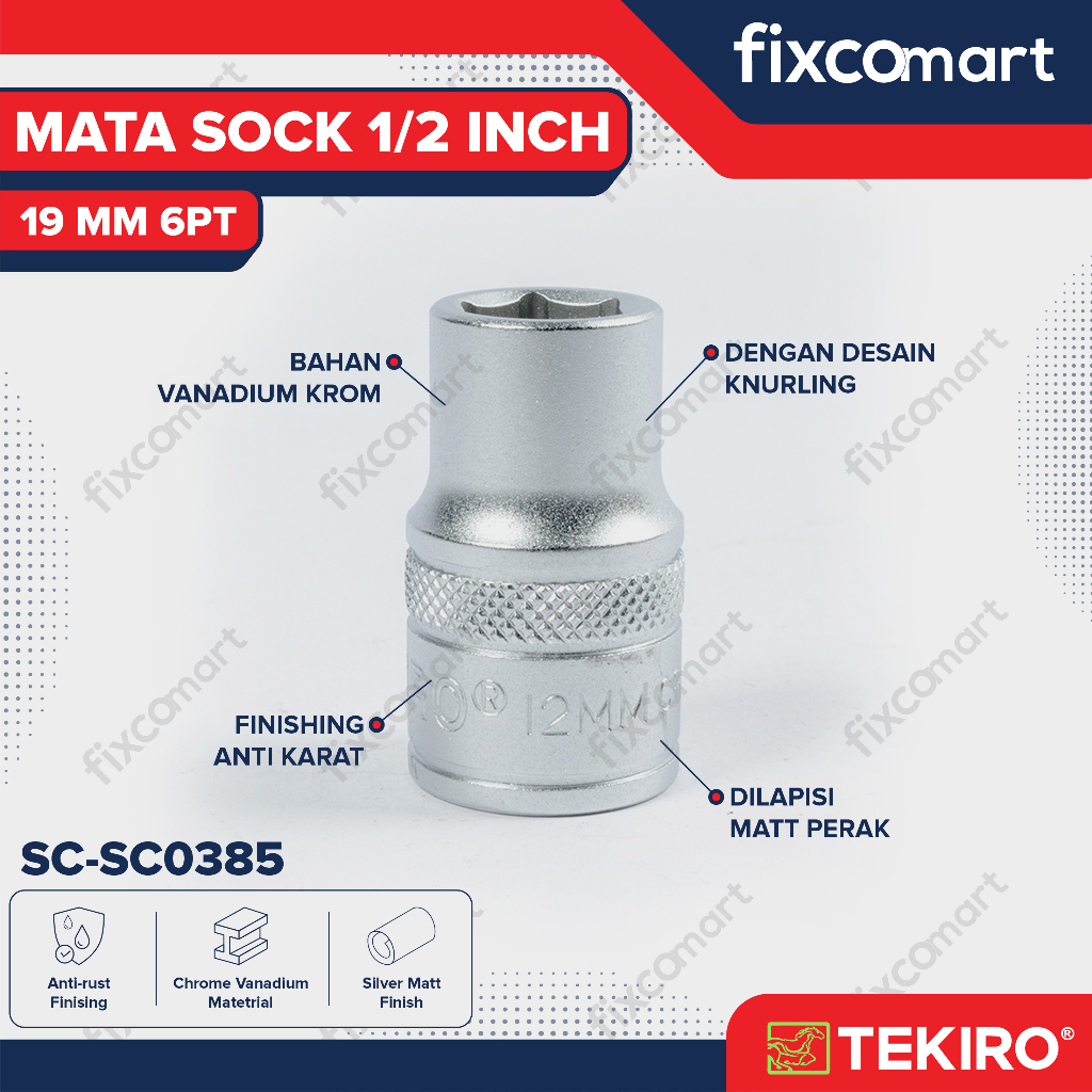 Jual Tekiro Mata Sock 1/2 Inch 19 mm 6PT | Shopee Indonesia