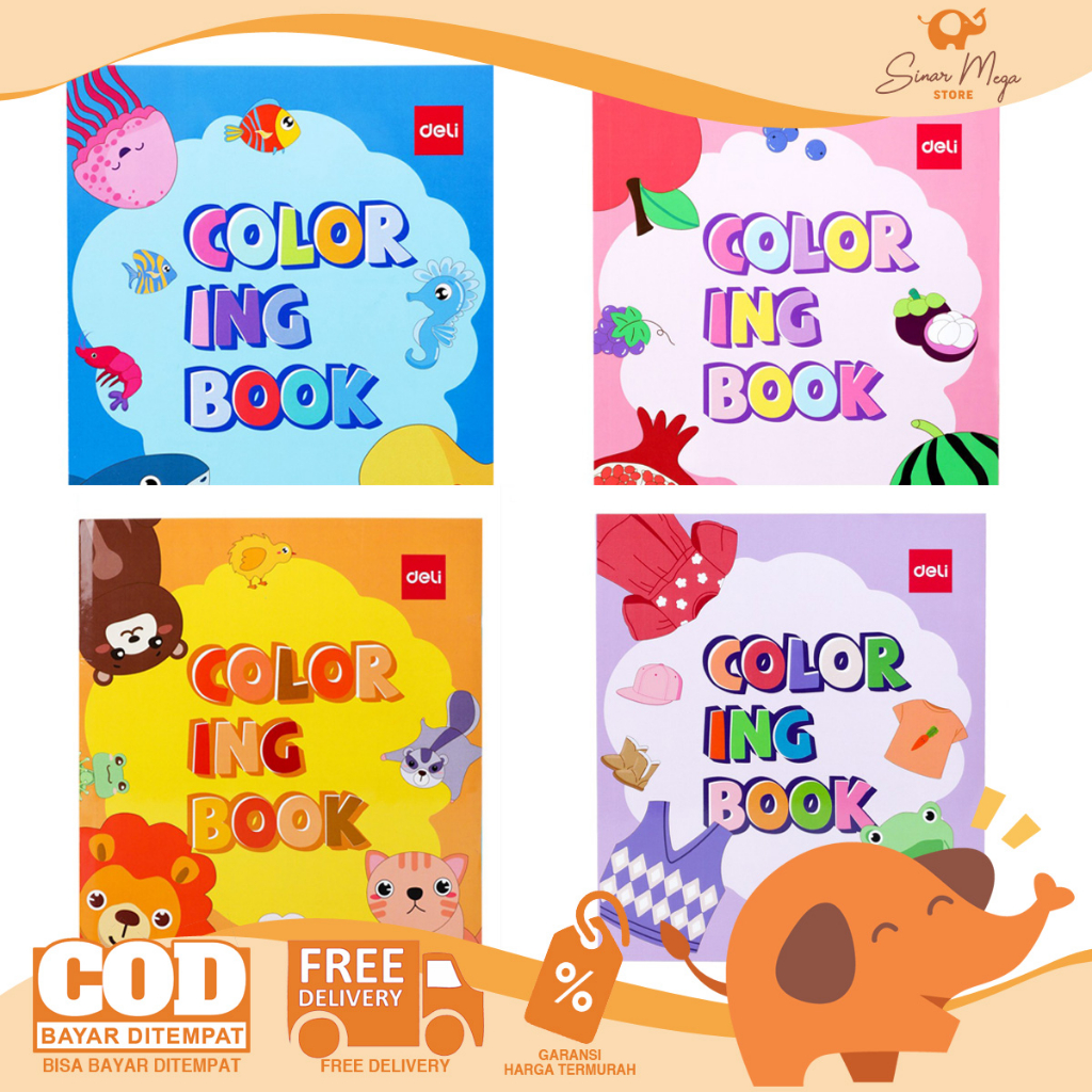 Jual Deli Coloring Book EN041 ~ EN045 Small / Deli Coloring Book For ...
