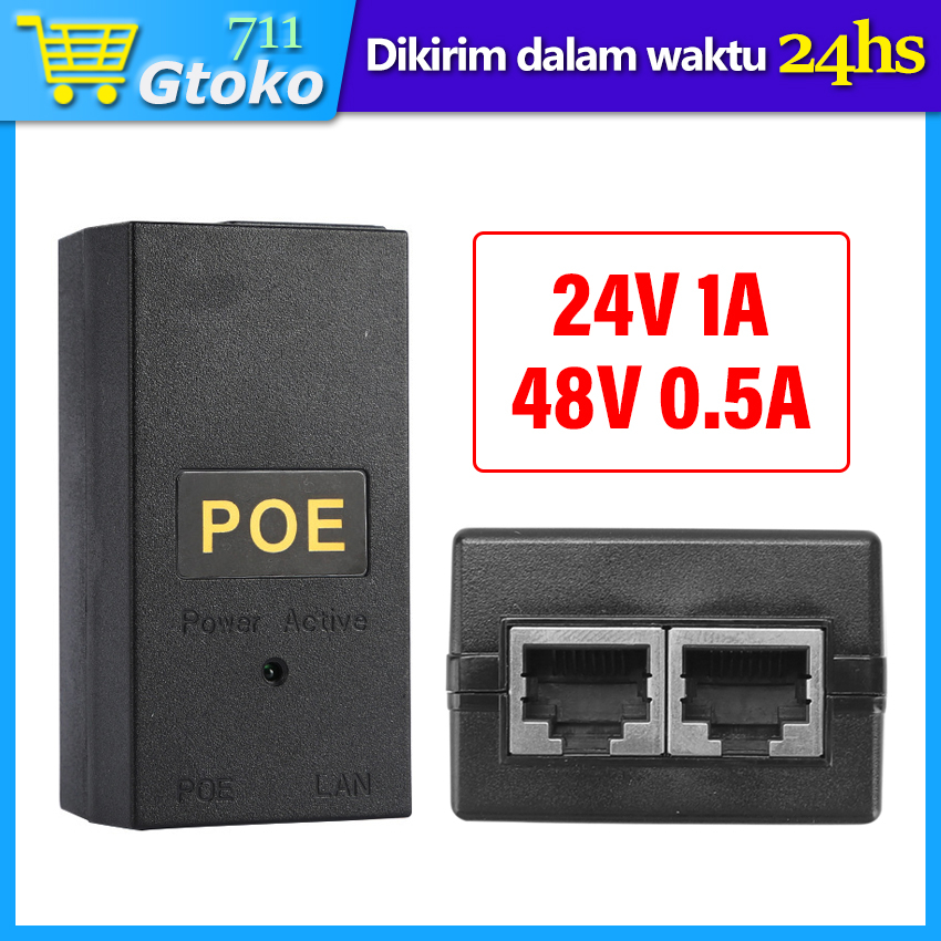 Jual Adaptor POE Adapter 24 Volt 1 A / 48 V 0.5 A Power Injektor POE ...