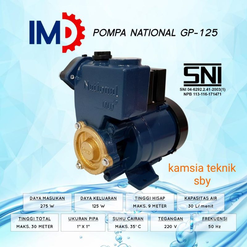 Jual pompa air listrik rumah tangga merk national imd tipe gp 125 ...