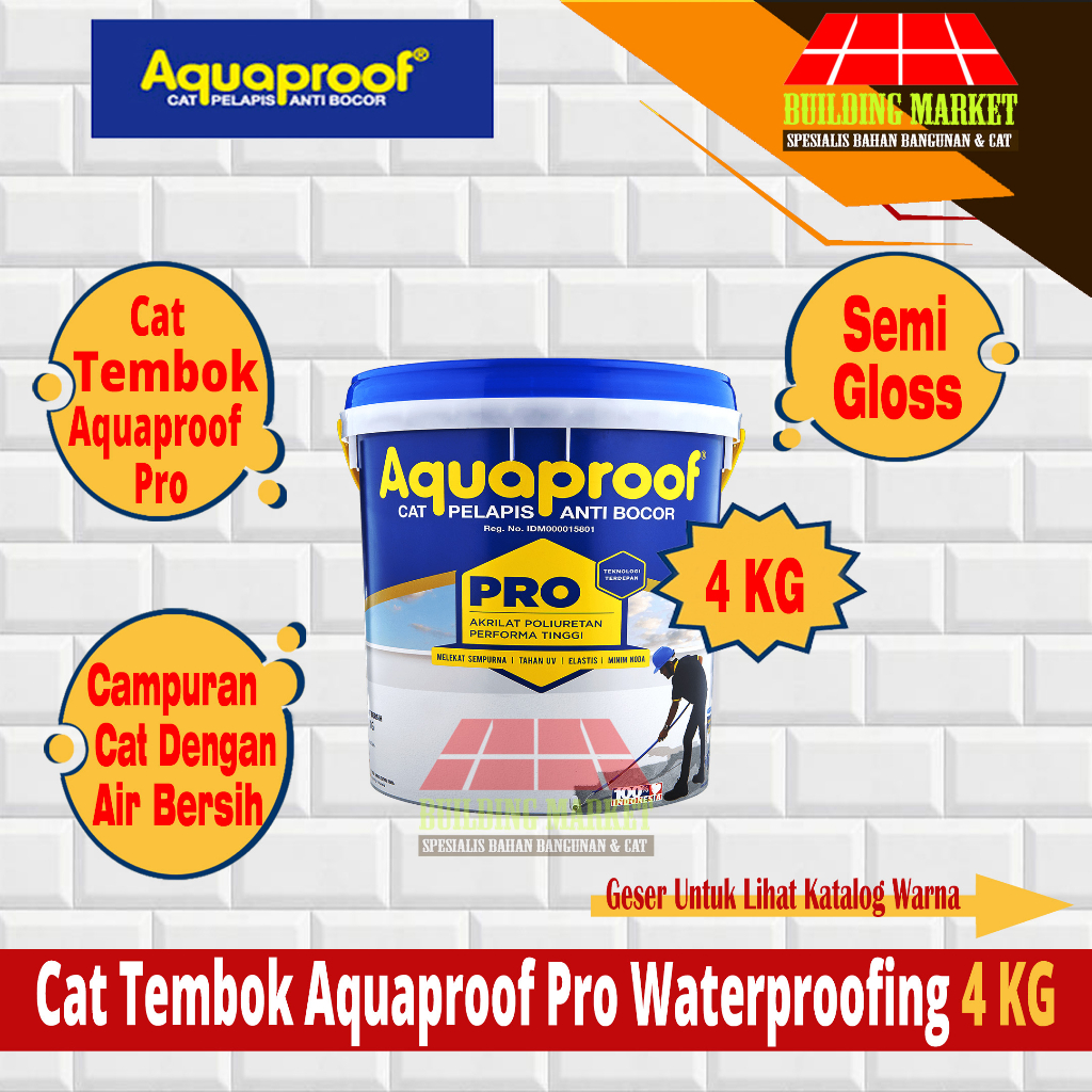 Jual Cat Dak Beton Anti Bocor Aquaproof Pro 4 KG Waterproofing Lantai ...