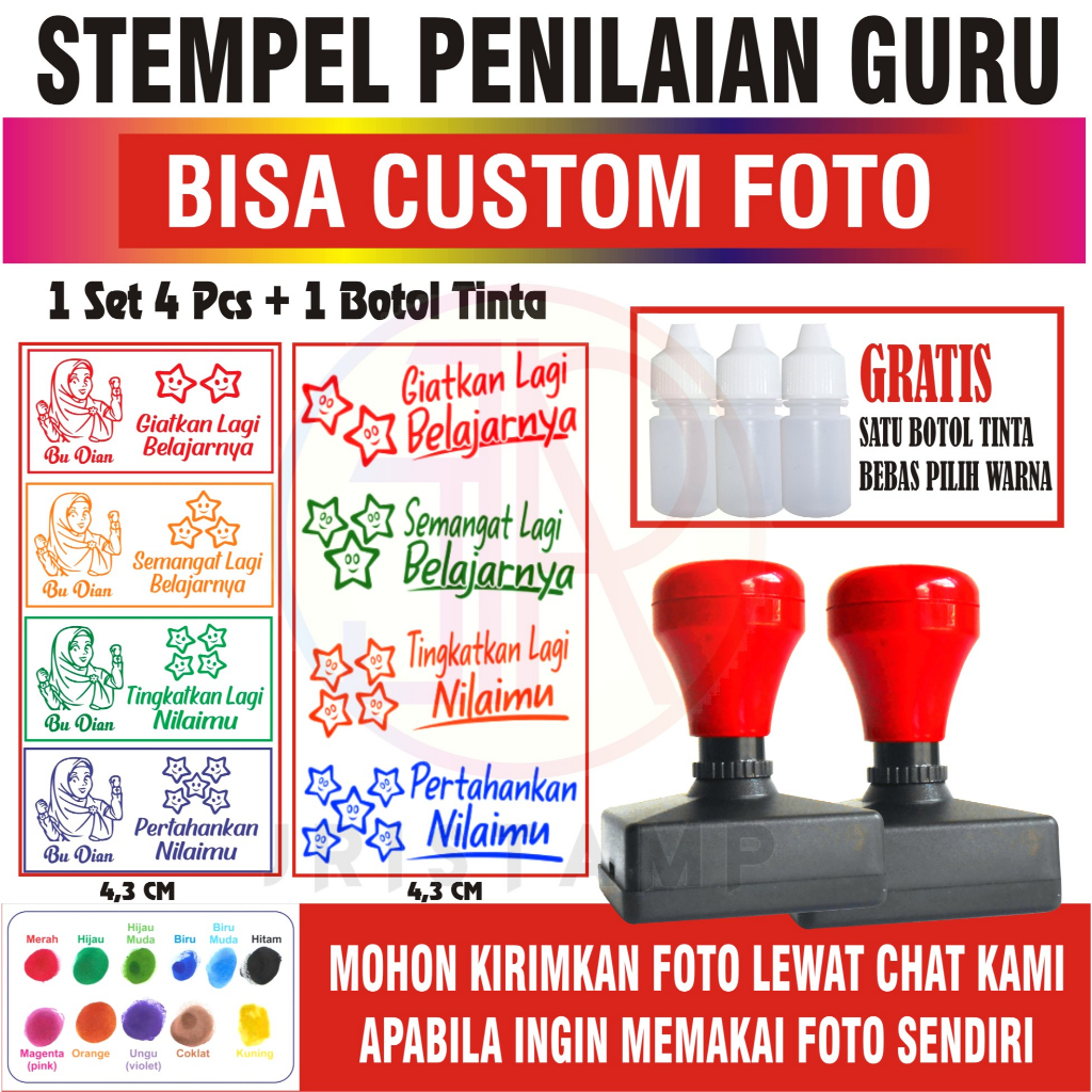 Jual Best Seller Paket Stempel Reward Viral Tinta bisa custom foto ...