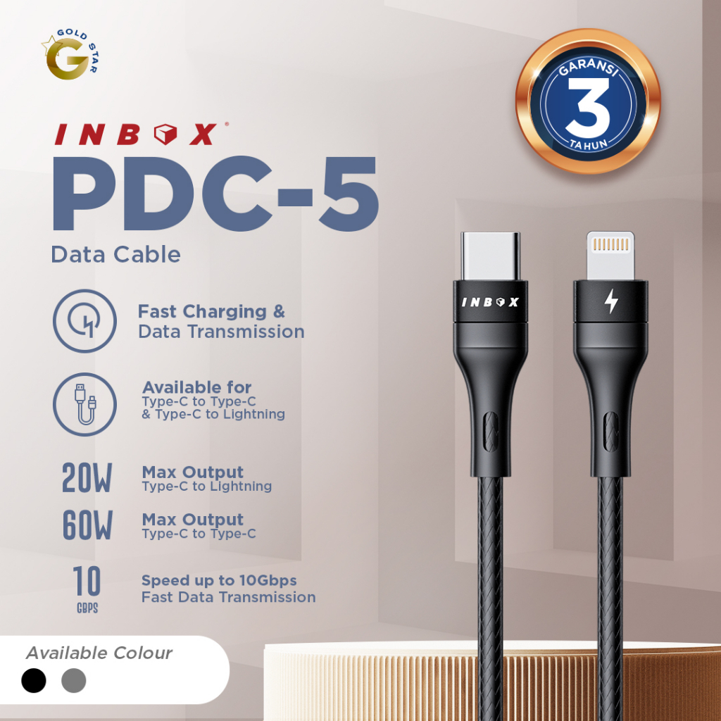 Jual Inbox PDC-5 Kabel Charger Type C Lightning 20W & 60W PD Fast ...