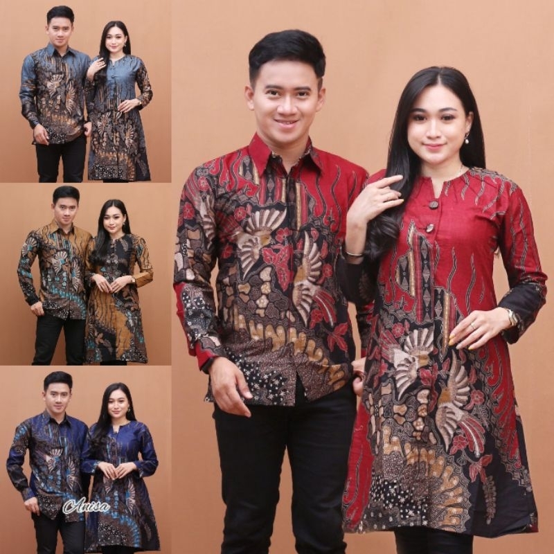 Jual Batik Couple Sania Ruffle Batik Couple Modern Baju Batik Couple Premium | Shopee Indonesia