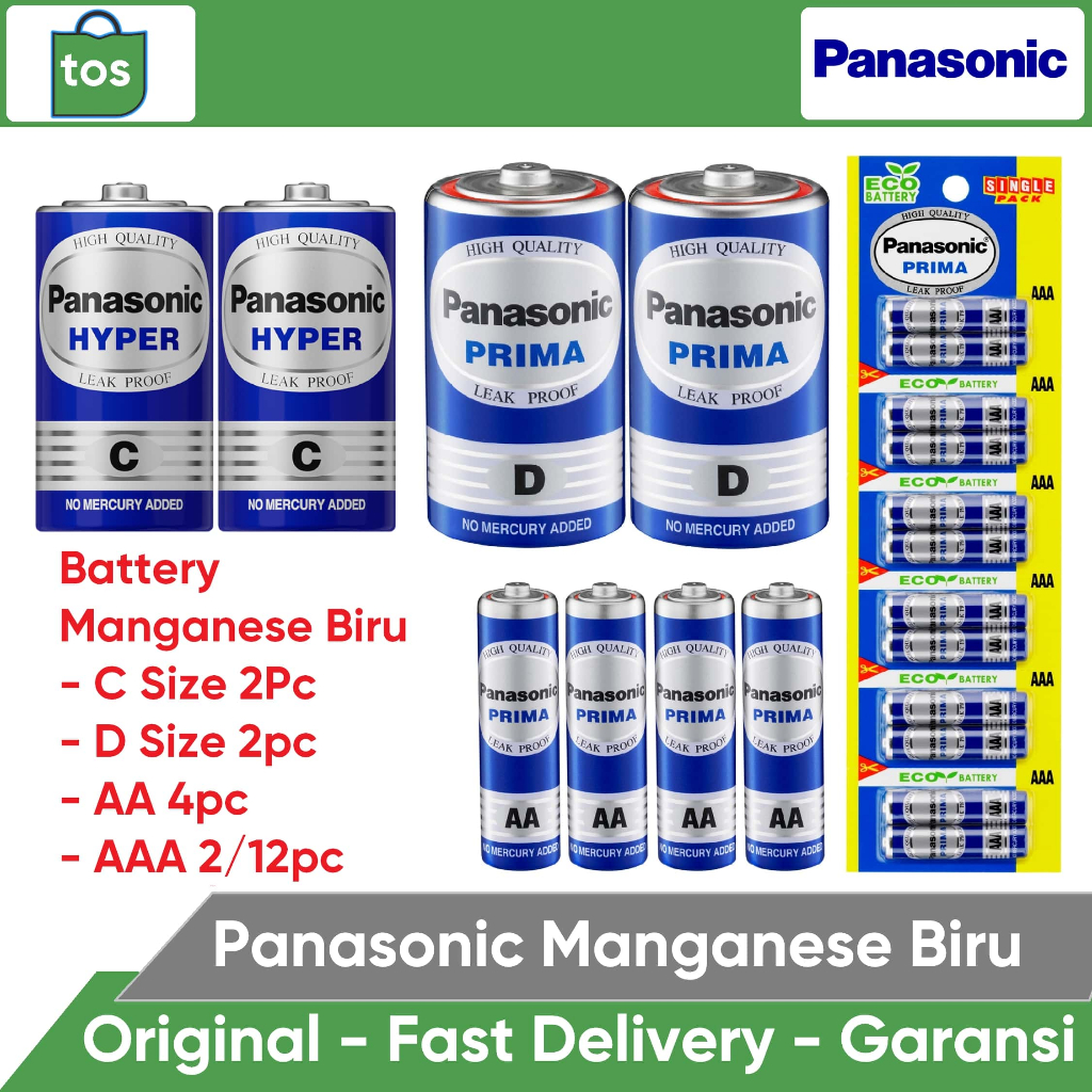 Jual Panasonic Battery Manganese Zinc Carbon Biru Baterai AA (R06), AAA ...