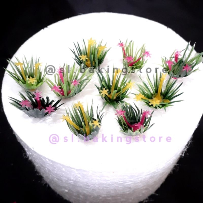 Jual Topper Cake rumput bunga/rumput jarum/bunga kuning pink | Shopee ...