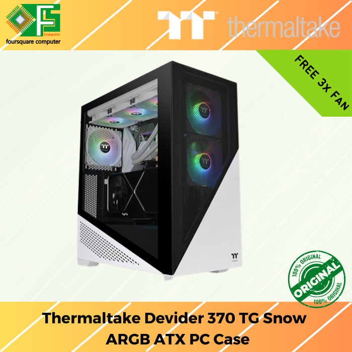 Jual Thermaltake Divider 370 TG Snow ARGB Mid Tower Chassis White | PC ...