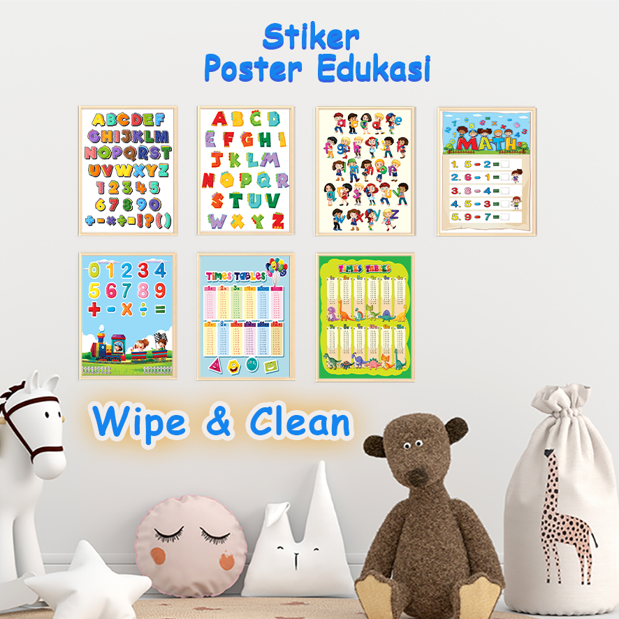 Jual Stiker Poster Dinding Alphabet, Angka dan Perkalian Edukasi Anak ...