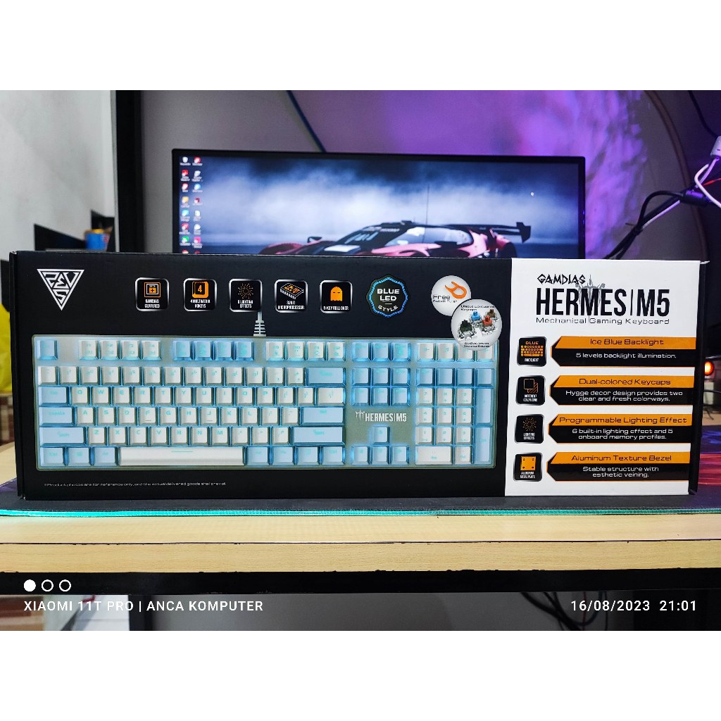 Jual KEYBOARD GAMING MECHANICAL GAMDIAS M5 WHITE ICE BLUE WIRED NEW ...