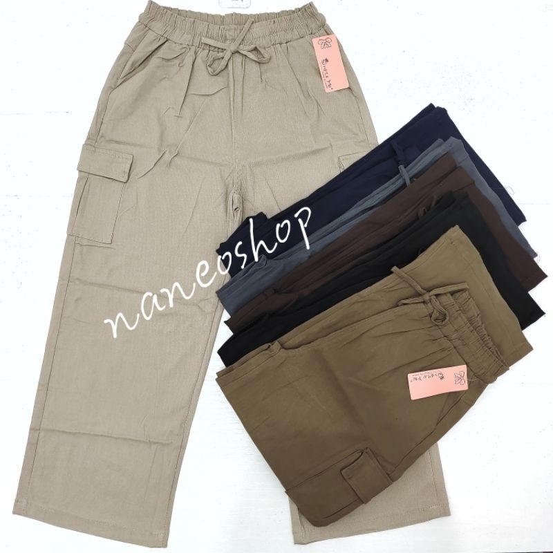 Jual Celana Kulot panjang Wanita Kulot Cargo Stretch tebal Simple Me ...