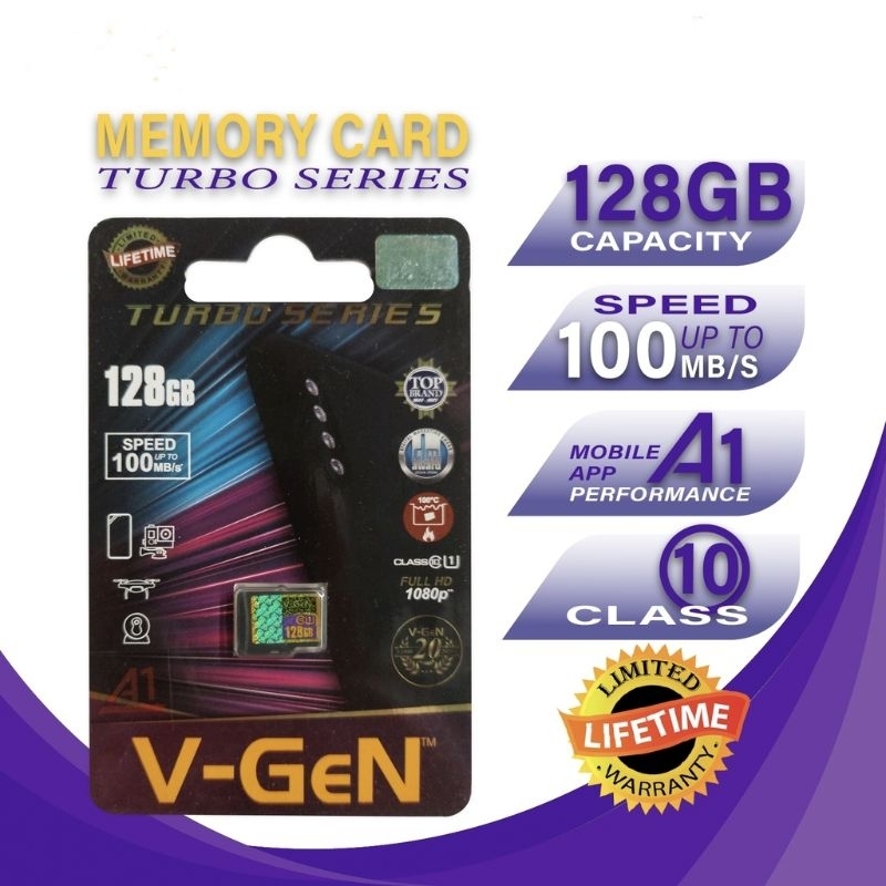 Jual Memory Card V-GEN TURBO SERIES 128GB Kelas 10 ORIGINAL Memori Card ...