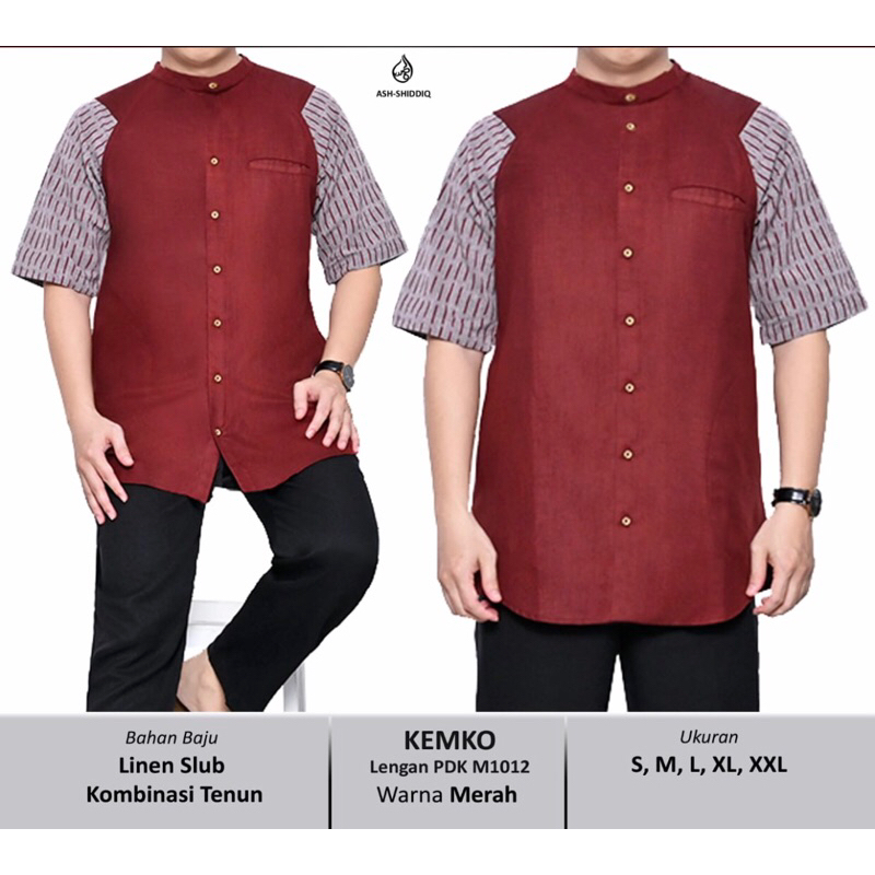 Jual Baju Koko Kemko Premium - Ash Shiddiq Warna Merah Bahan Katun ...