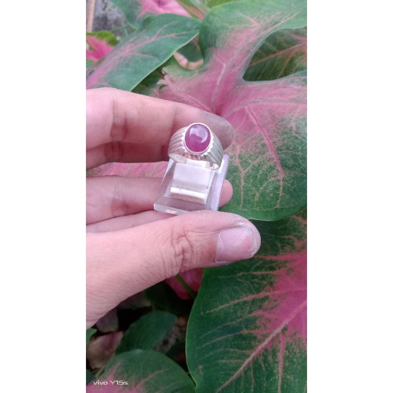 Jual batu natural ruby ring perak 925 handmade092 | Shopee Indonesia