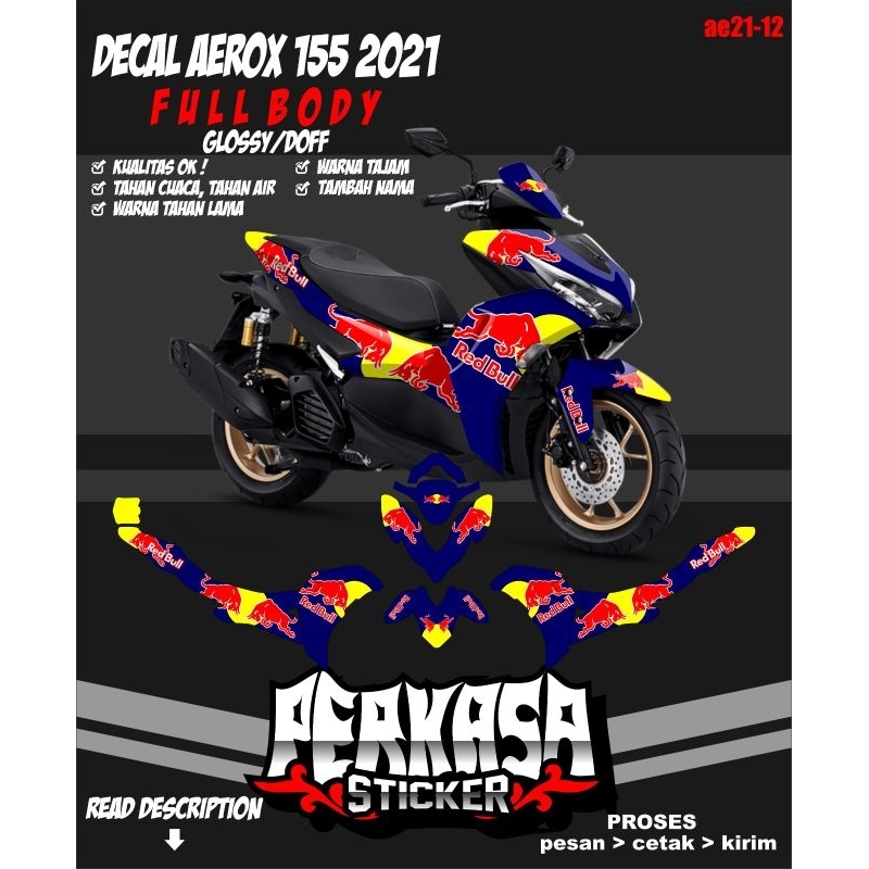 Jual decal aerox 155 2021 full body REDBULL keren (ae21-12) PERKASA ...