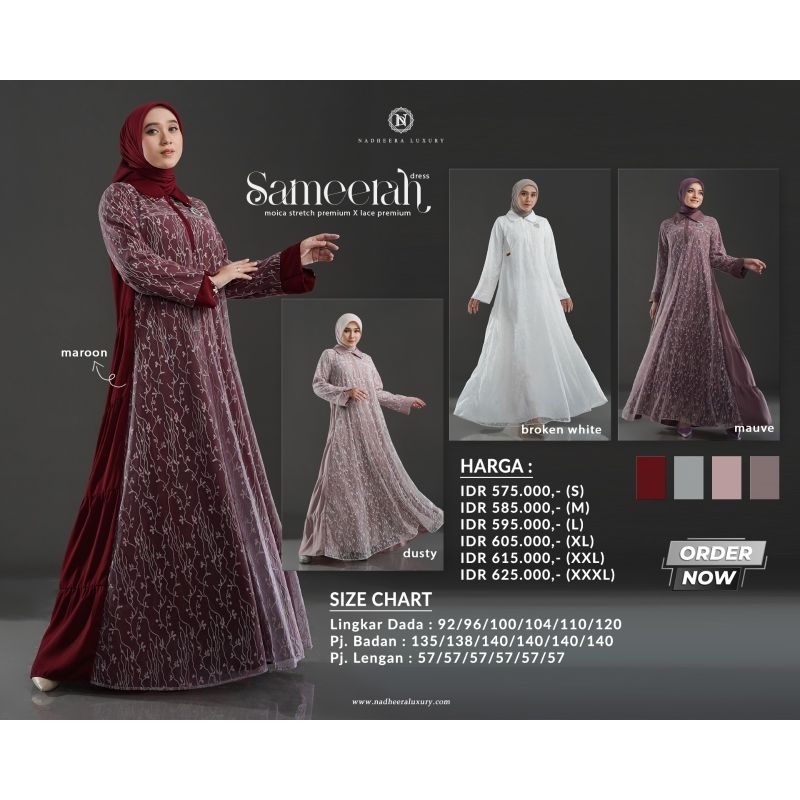 Jual Sameerah dress ori nadheera luxury sistem PO ridi habis lebaran ...