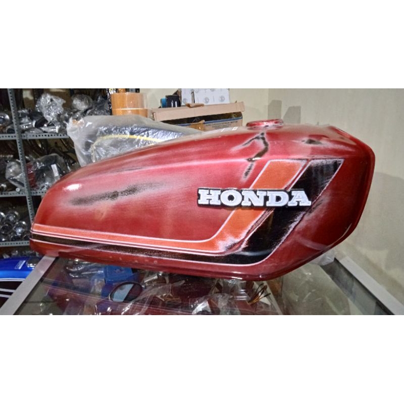 Jual Tangki motor Honda GL100 Tangki Honda GL125 warna cat merah motif ...