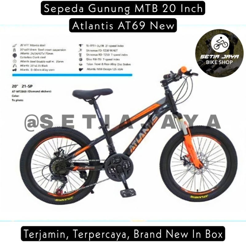 Jual Sepeda Gunung MTB 20 Inch ATLANTIS AT69 Steel 3x7 Speed New | Shopee Indonesia