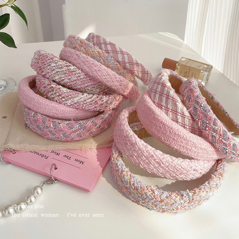 Jual [PROMO] Ringo Stuff - Bando Tweed Premium Import Warna Pink ...