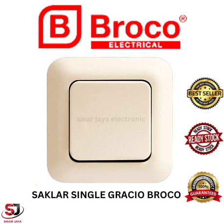 Jual Broco Saklar Engkel 1G Gracio 4161 Sakelar Single 1 Gang - Cream ...
