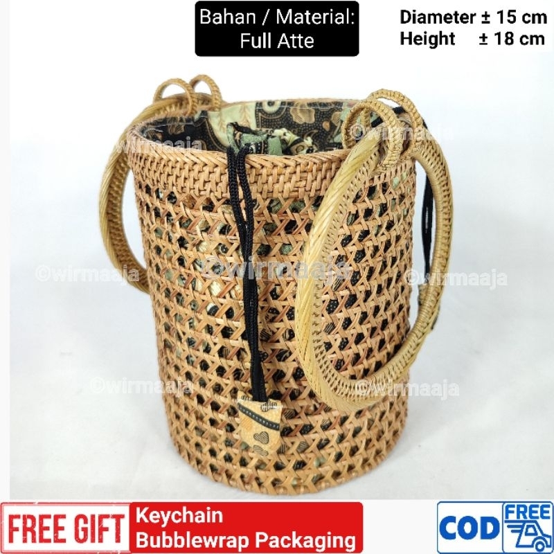 Jual Tas Rotan Full Atte Tabung Krawang tali O kualitas Super | Shopee ...
