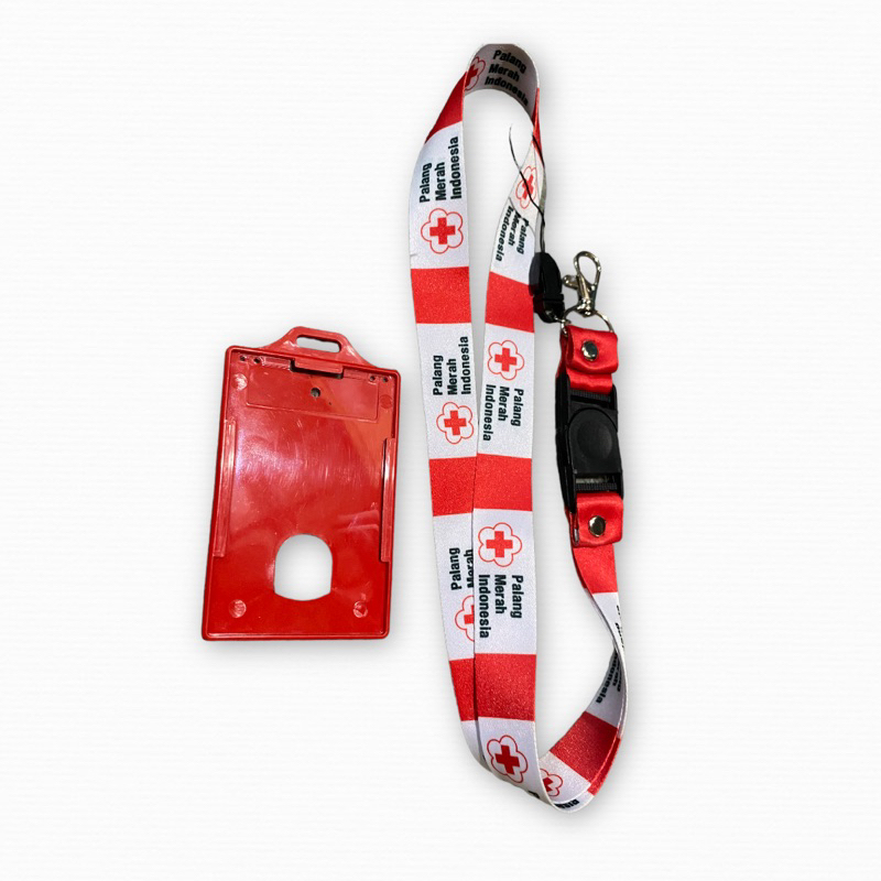 Jual TALI ID CARD PMI Palang Merah Indonesia / lanyard PMI + HOLDER ...