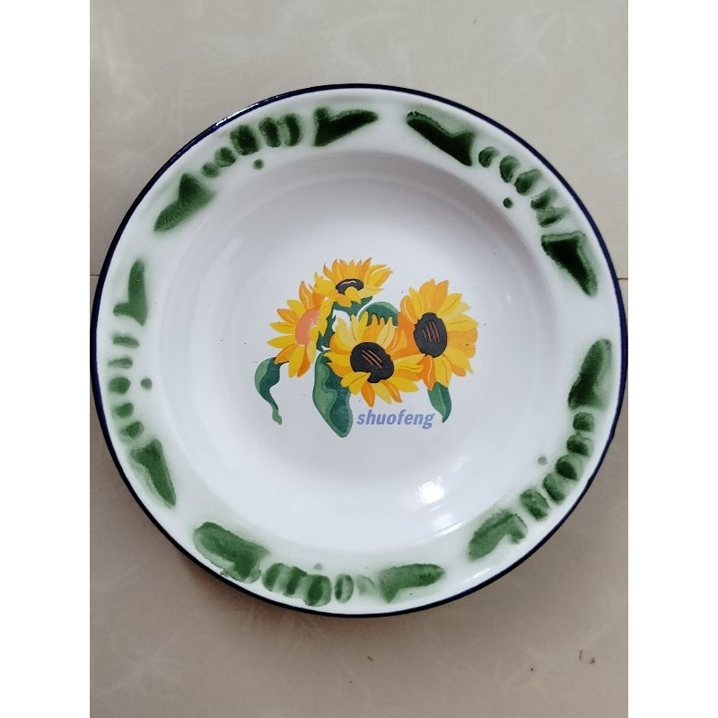 Jual 1 Lusin/12 Pcs Piring Seng Enamel Motif Bunga 20 cm/22 cm Piring ...