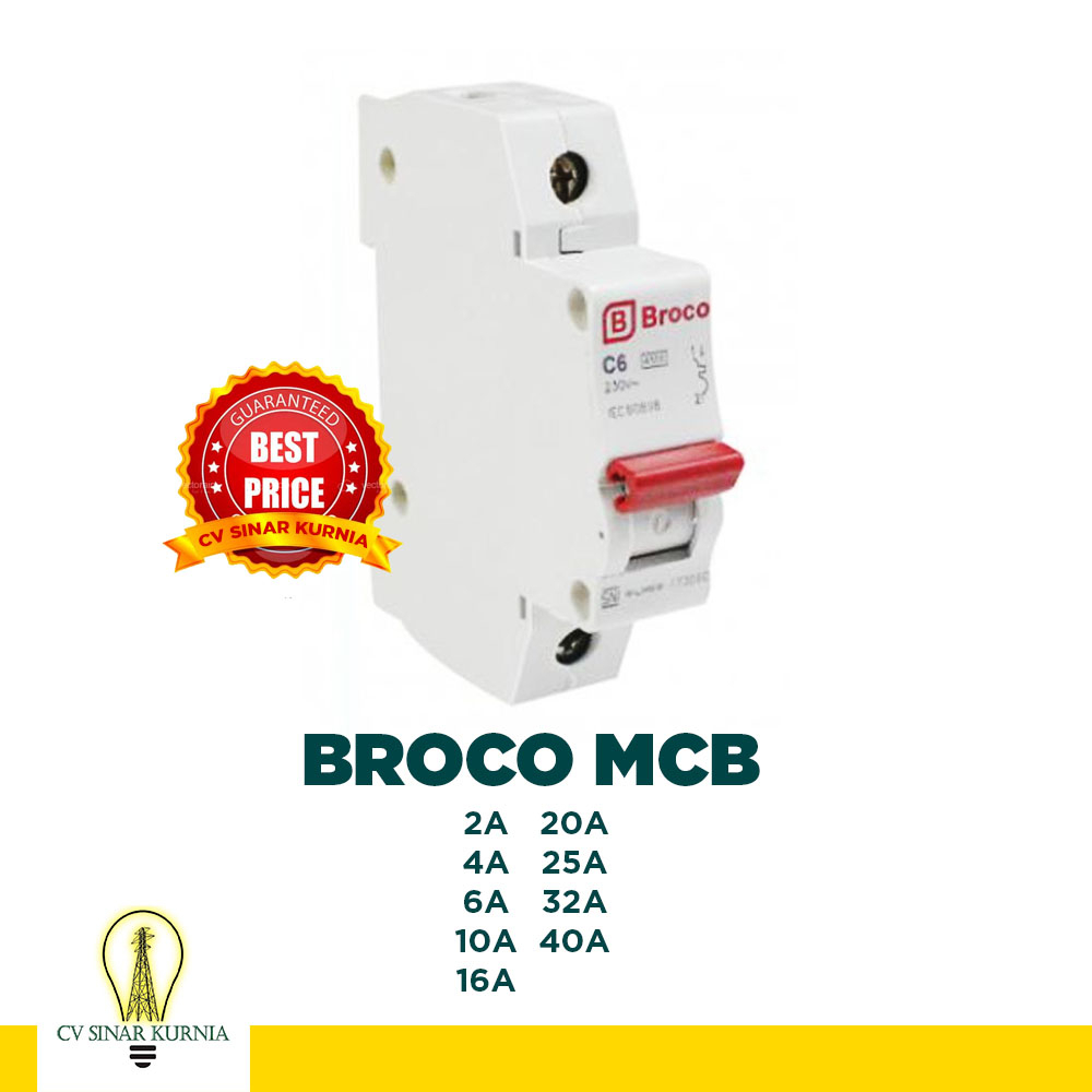 Jual MCB BROCO 2A, 4A, 6A, 10A, 16A, 20A, 25A, 32A, 40A | BROCO MCB ORIGINAL NEW | Shopee Indonesia