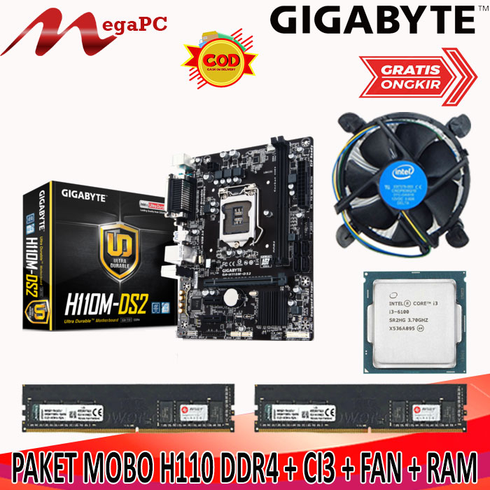 Jual PAKET 1151 MAINBOARD H110 DDR4 + CORE I3 6100 + FAN + RAM | Shopee Indonesia