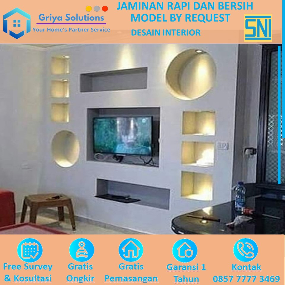 Jual Partisi Gypsum GRC Sekat Dinding 1 sisi Modern Minimalis volume 51 ...