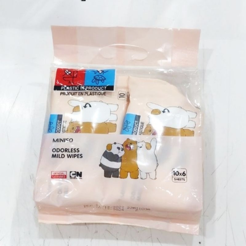 Jual MINISO WE BARE BEARS ODORLESS MILD WIPES / TISU BASAH | Shopee ...