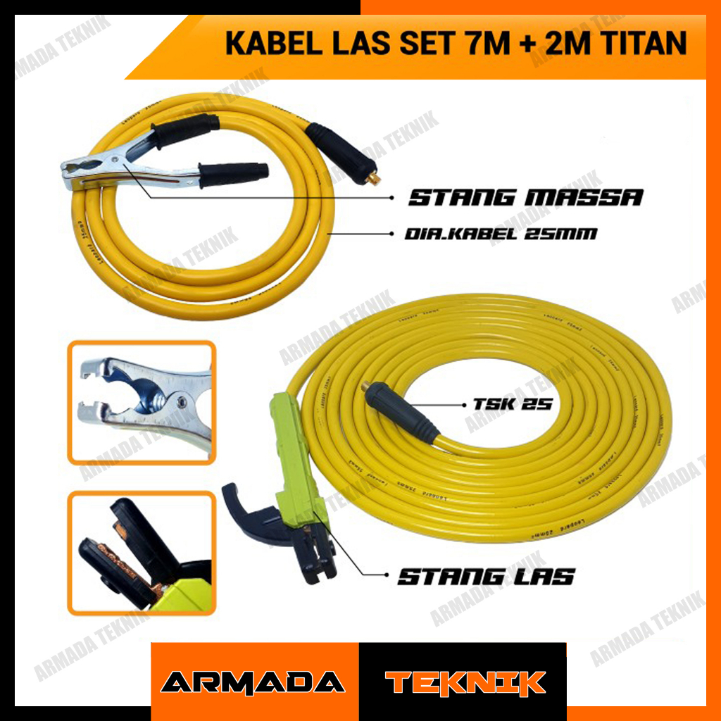Jual Kabel Las set Stang Las set Stang Massa Titan 7+2 Meter 25mm 200 ...
