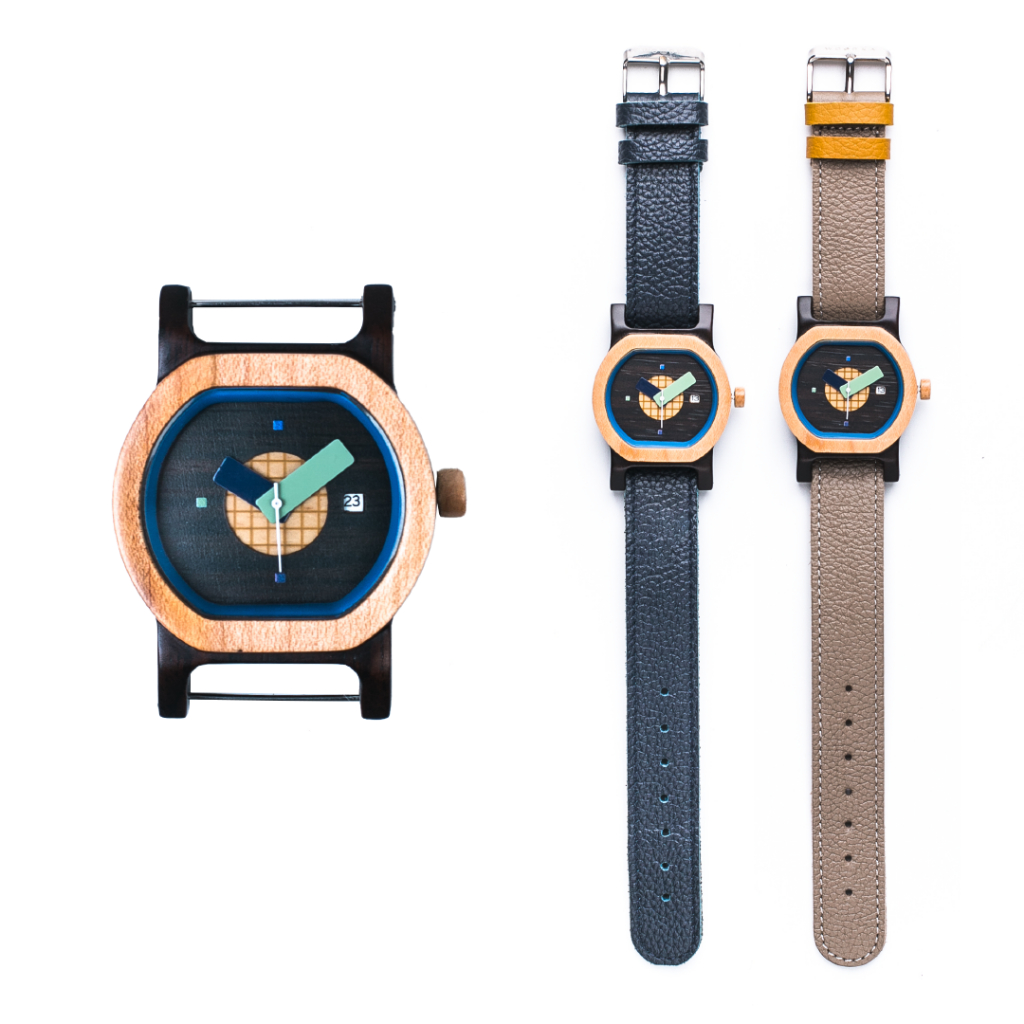Jual Woodka New Hexo Sonokeling Blue & Leather Strap | Jam Tangan Kayu ...