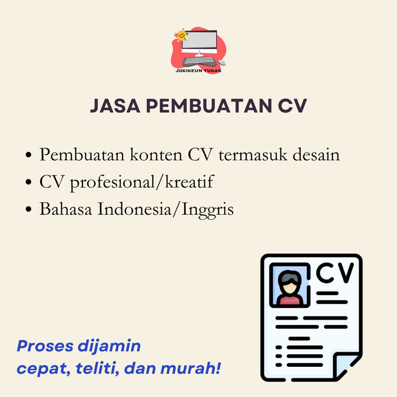Jual Jasa Pembuatan CV Profesional Kreatif ATS Friendly Curriculum Vitae Cover Letter CL Surat ...