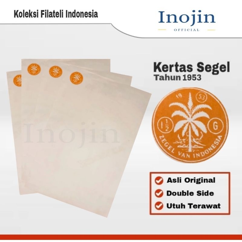 Jual Kertas Segel Tahun 1953 Segel Tanah Double Side Asli Original ...