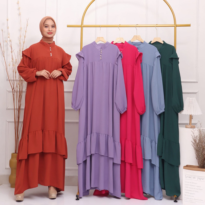 Jual GAMIS CRINKLE POLOS ELENA MAXI LEBARAN SIMPLE MEWAH BAJU MUSLIM ...