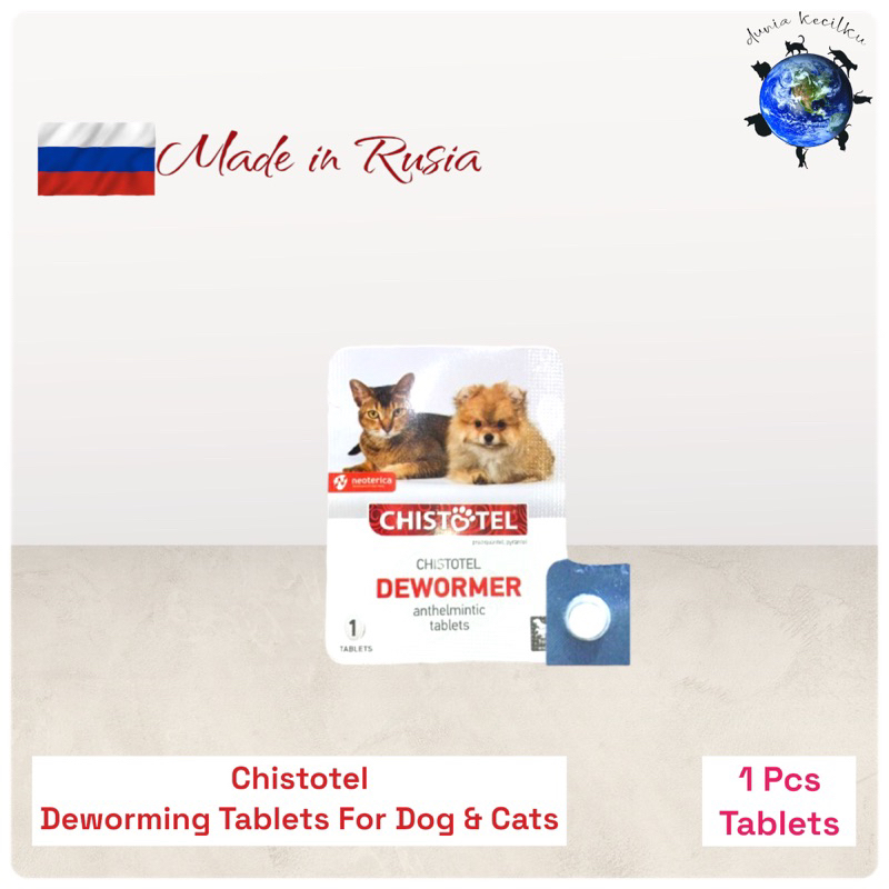 Jual Chistotel Deworming Tablets Obat Cacing Kucing Anjing (1 TABLET ...